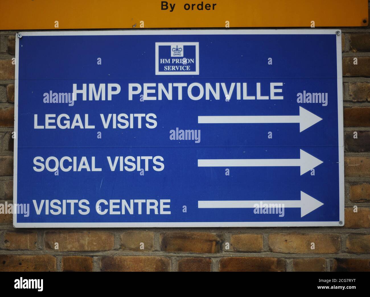 General view of signage Pentonville Prison, London Stock Photo - Alamy