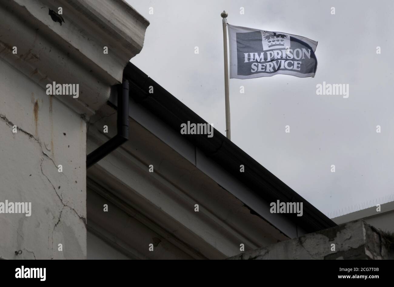 General view of a Prison Service flag above Pentonville Prison, London ...