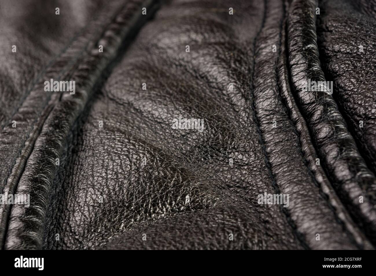 Old vintage genuine soft black leather texture background, top layer ...
