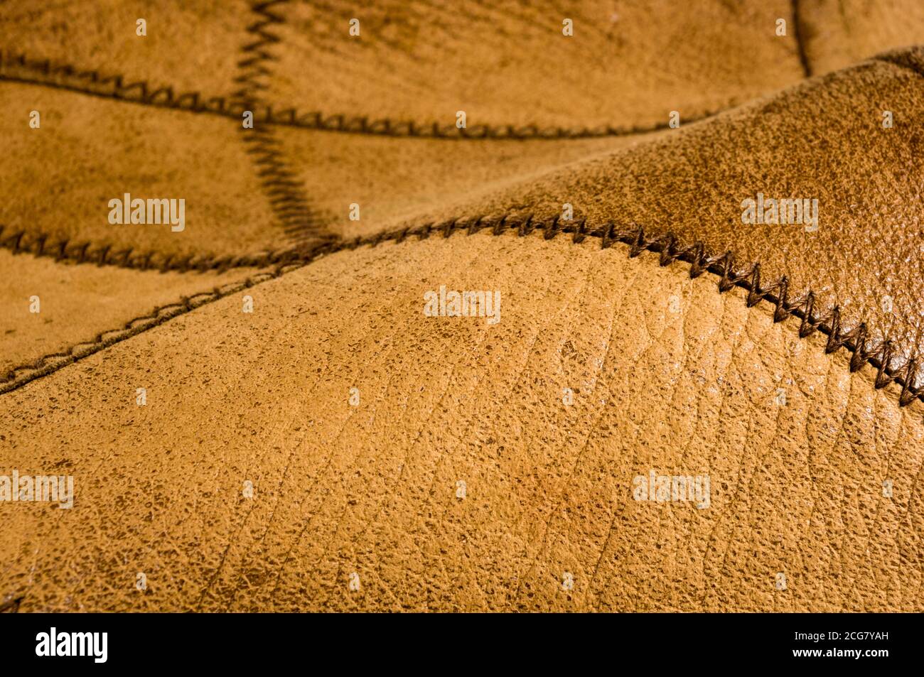 Old vintage genuine soft brown leather texture background, top layer ...
