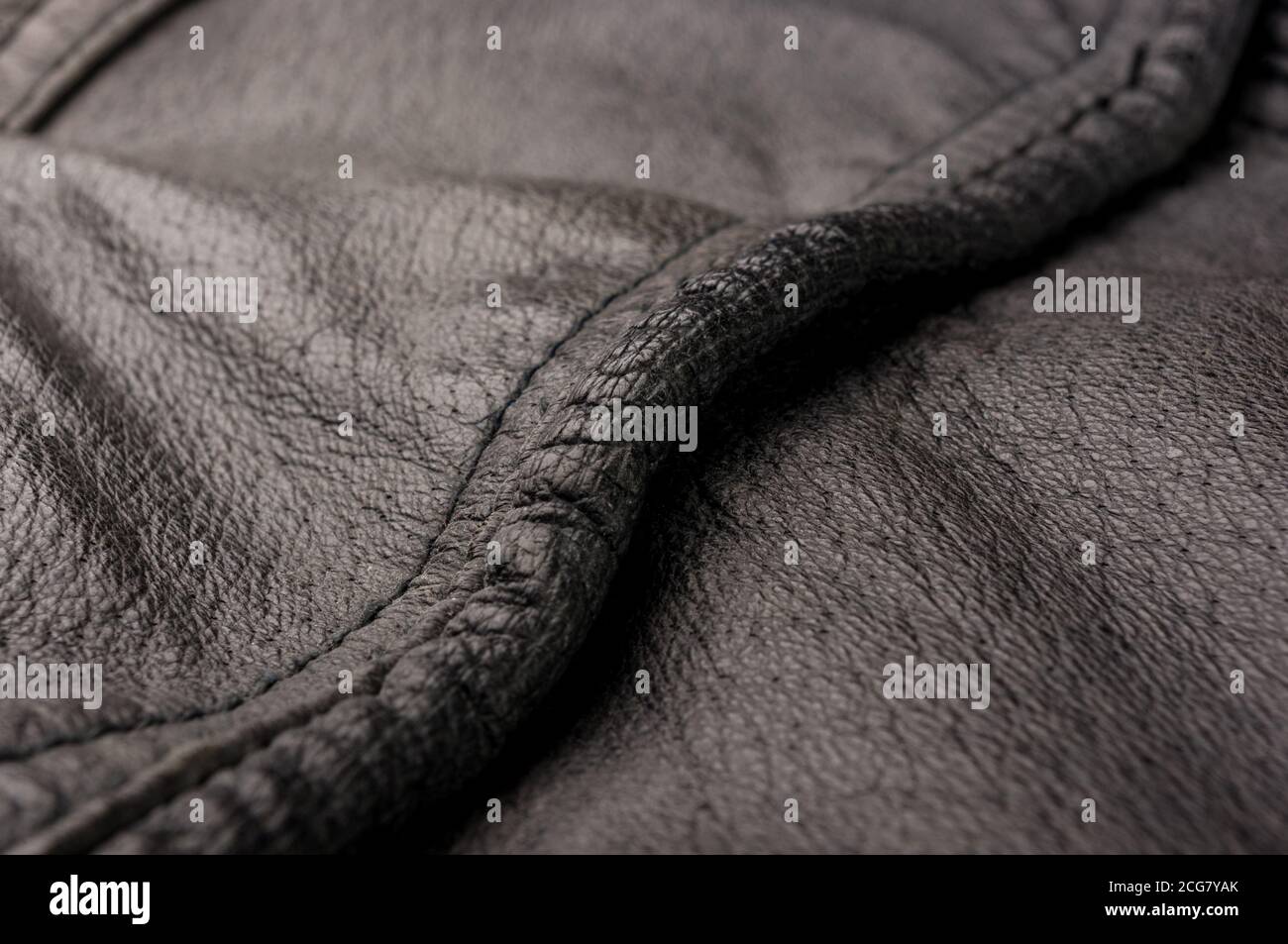 Old vintage genuine soft black leather texture background, top layer ...