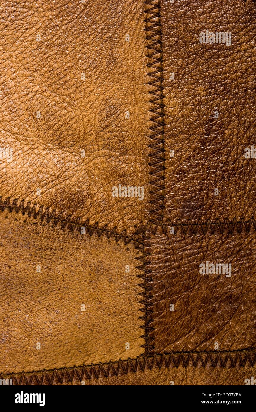 Old vintage genuine soft brown leather texture background, top layer ...