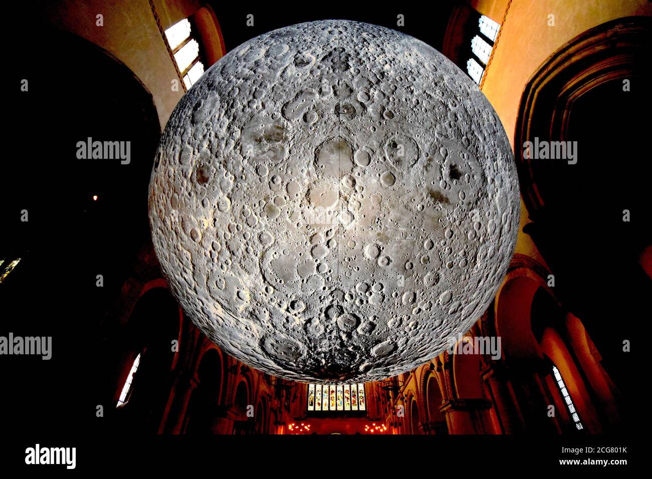 Museum Of The Moon, Rochester Cathedral by the artist Luke Jerram Stock ...