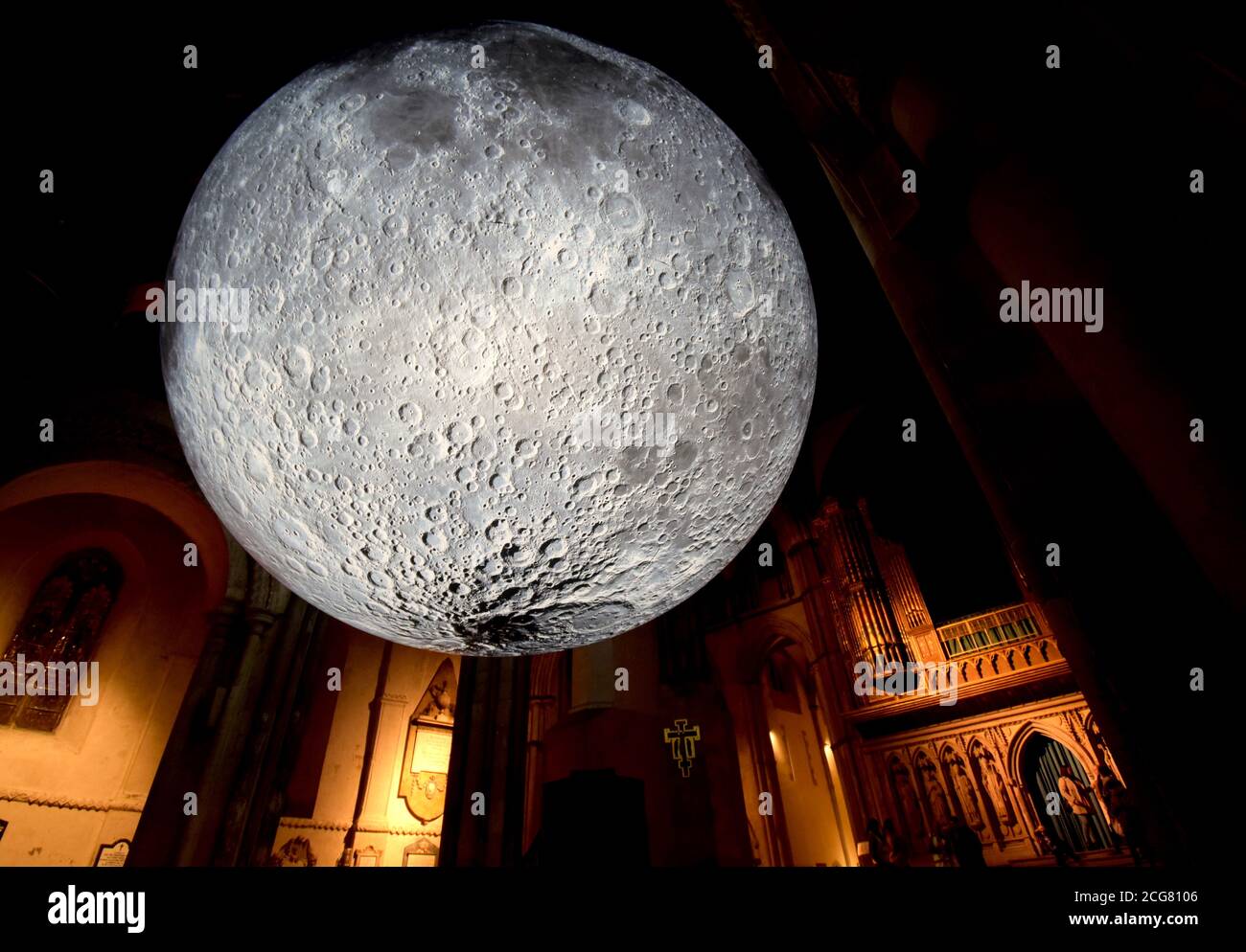 Museum Of The Moon, Rochester Cathedral by the artist Luke Jerram Stock ...