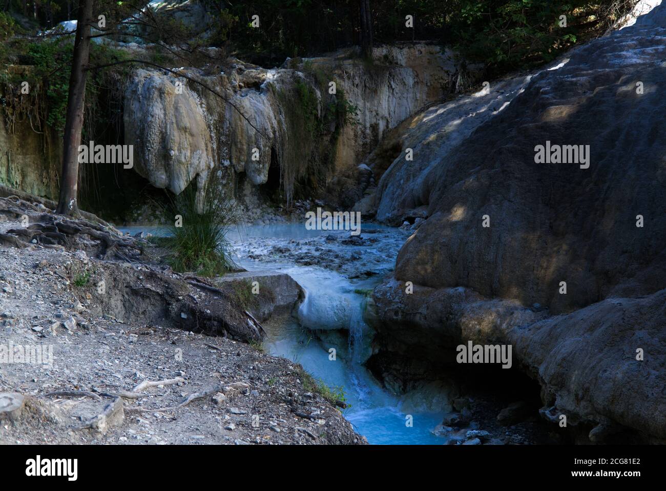 The thermal waters of Bagni San Filippo in Tuscany, Italy Stock Photo ...