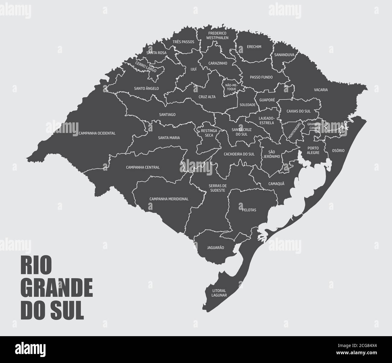 Rio Grande do Sul State regions map Stock Vector Image & Art - Alamy
