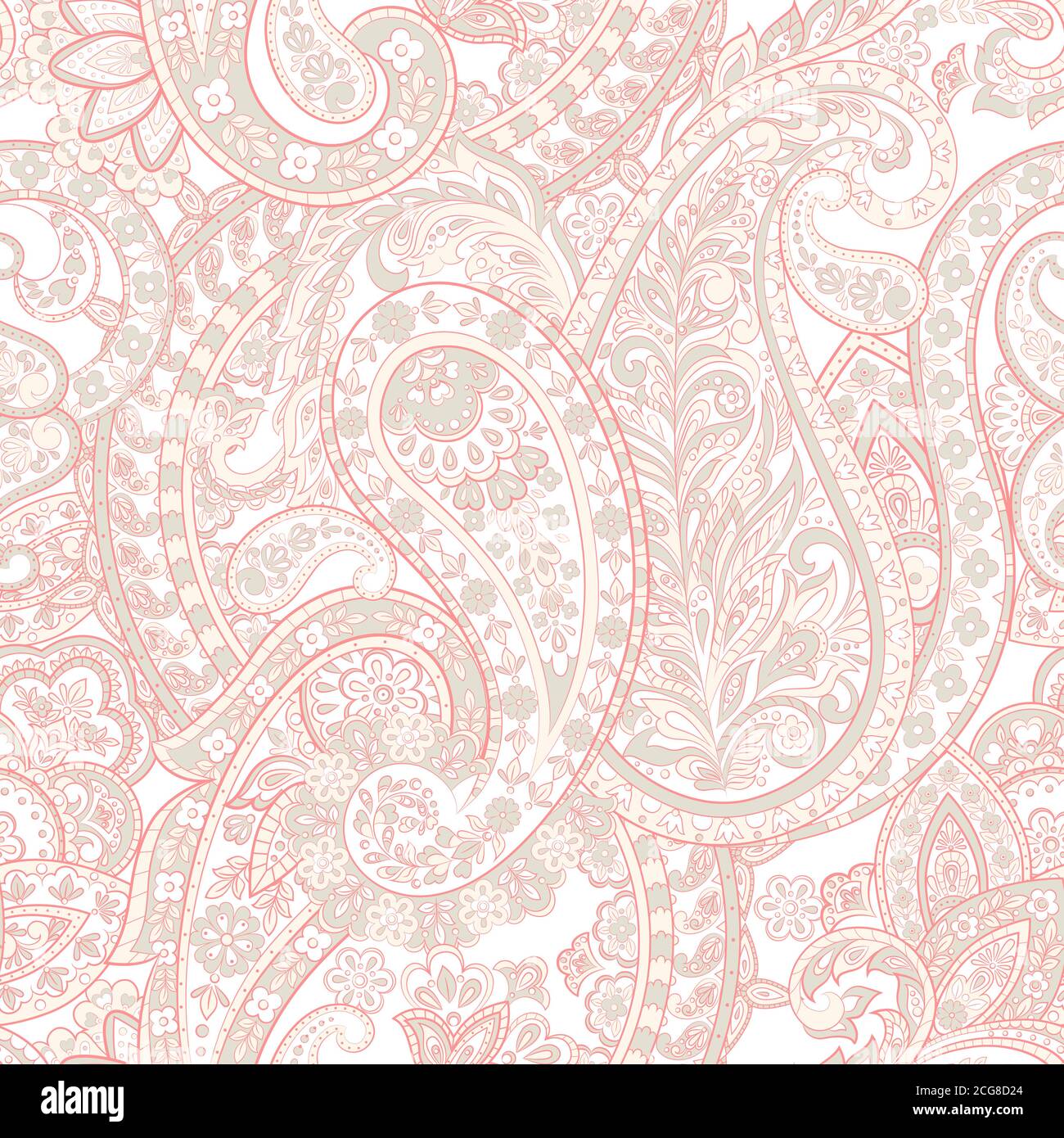 Floral Paisley Pattern Seamless Asian Textile Background Stock Vector
