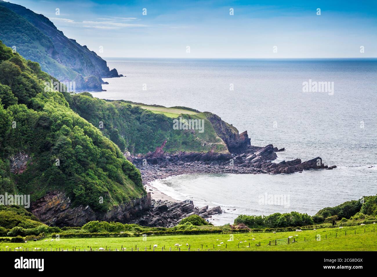 View over Lee Bay near Lynton and Lynmouth, north Devon, England, UK ...