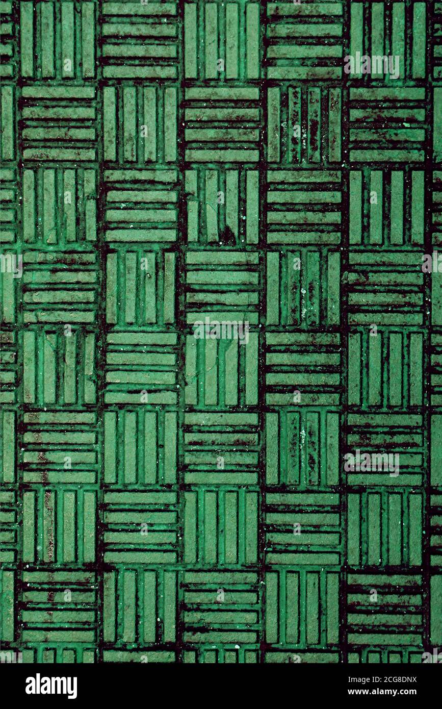 Weathered Steel Manhole Surface in Green Color Stock Photo - Alamy