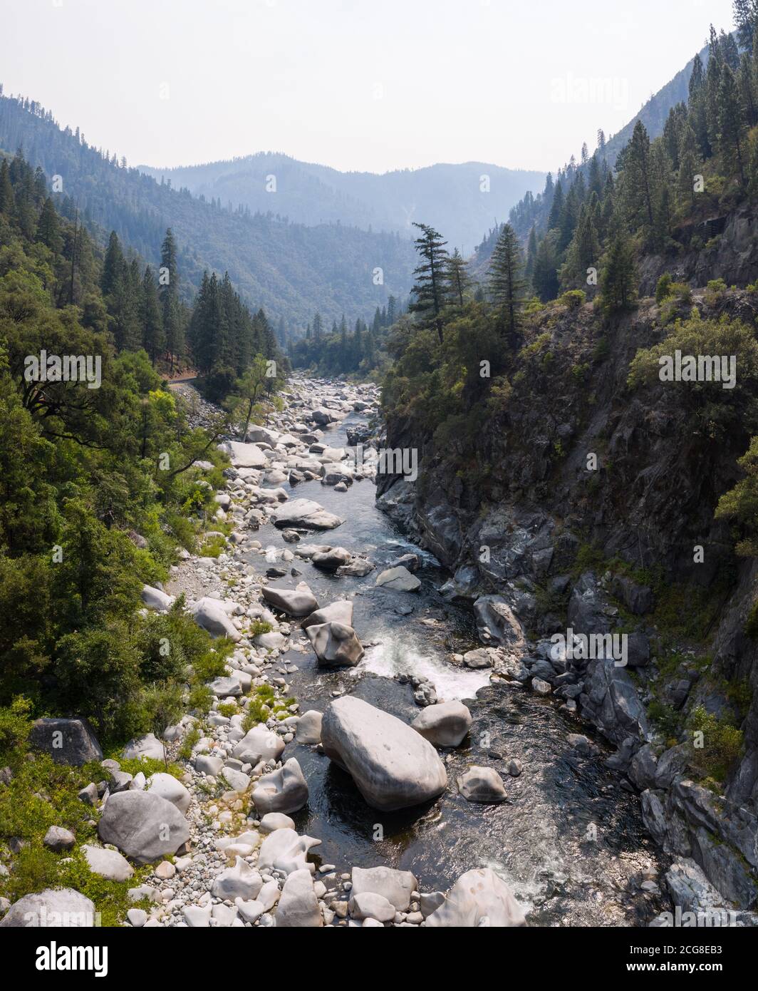 The beautiful Feather River, a tributary to the Sacramento River, flows through a scenic canyon ...
