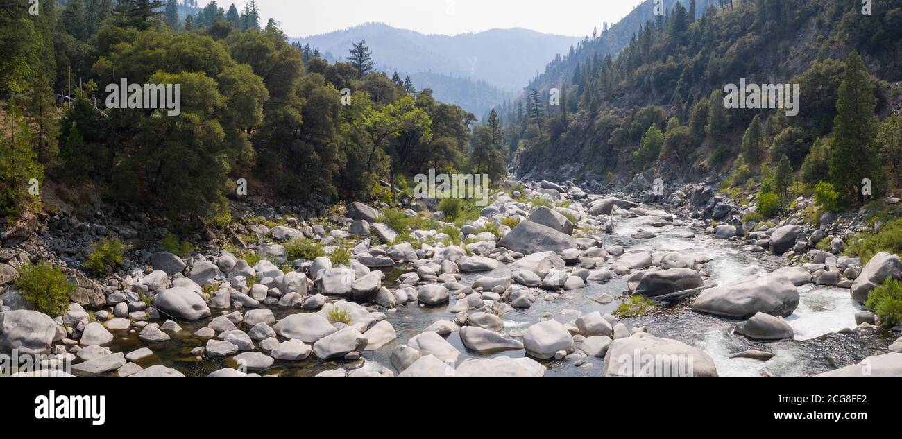 The beautiful Feather River, a tributary to the Sacramento River, flows through a scenic canyon ...