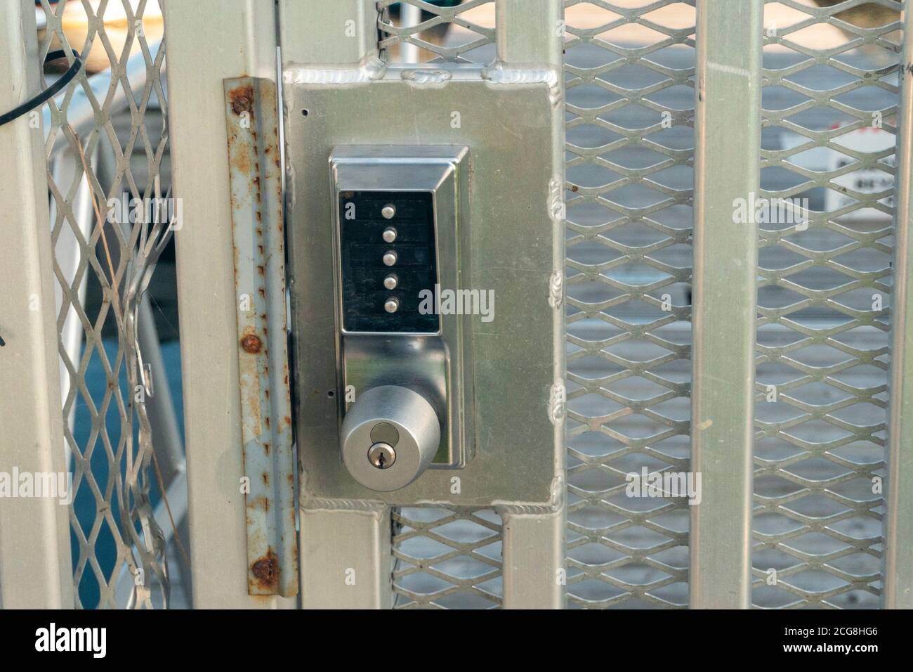 A lock with an additional secret code of five combinations is welded to ...