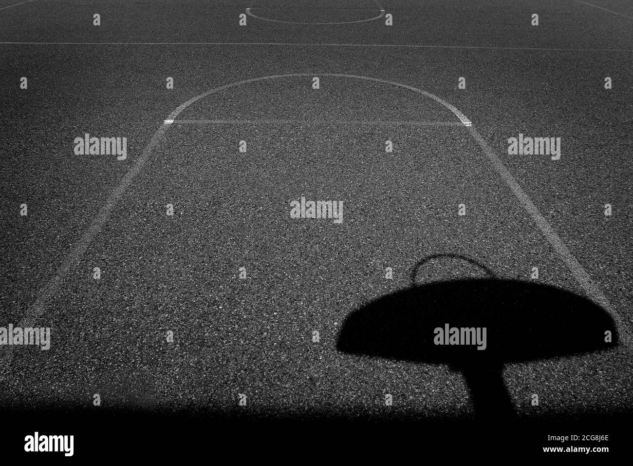 Shadow of basketball hoop on asphalt court urban hood street ball Stock ...