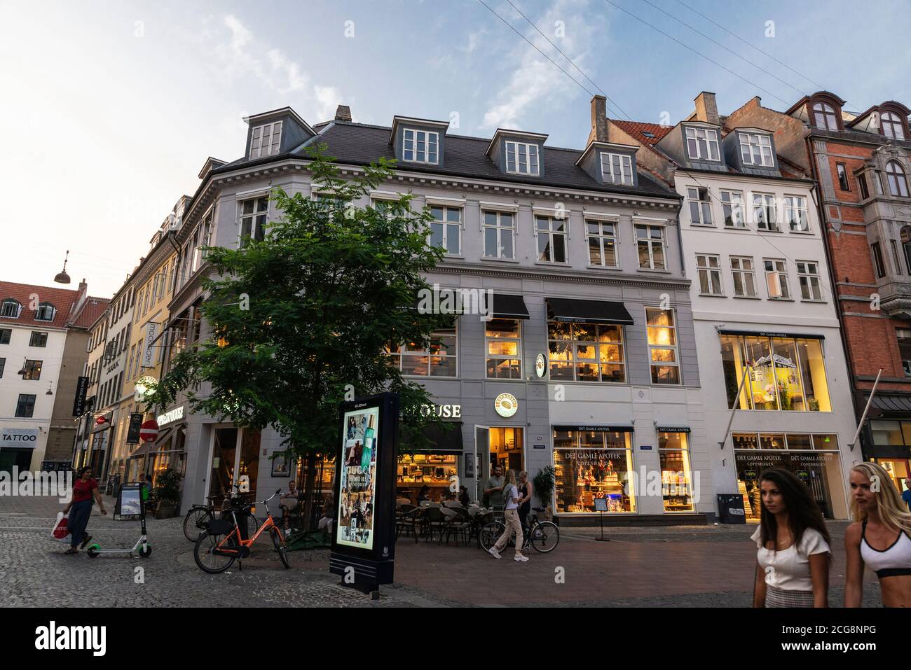 Copenhagen, Denmark - August 26, 2019: Shopping street called Stroget ...