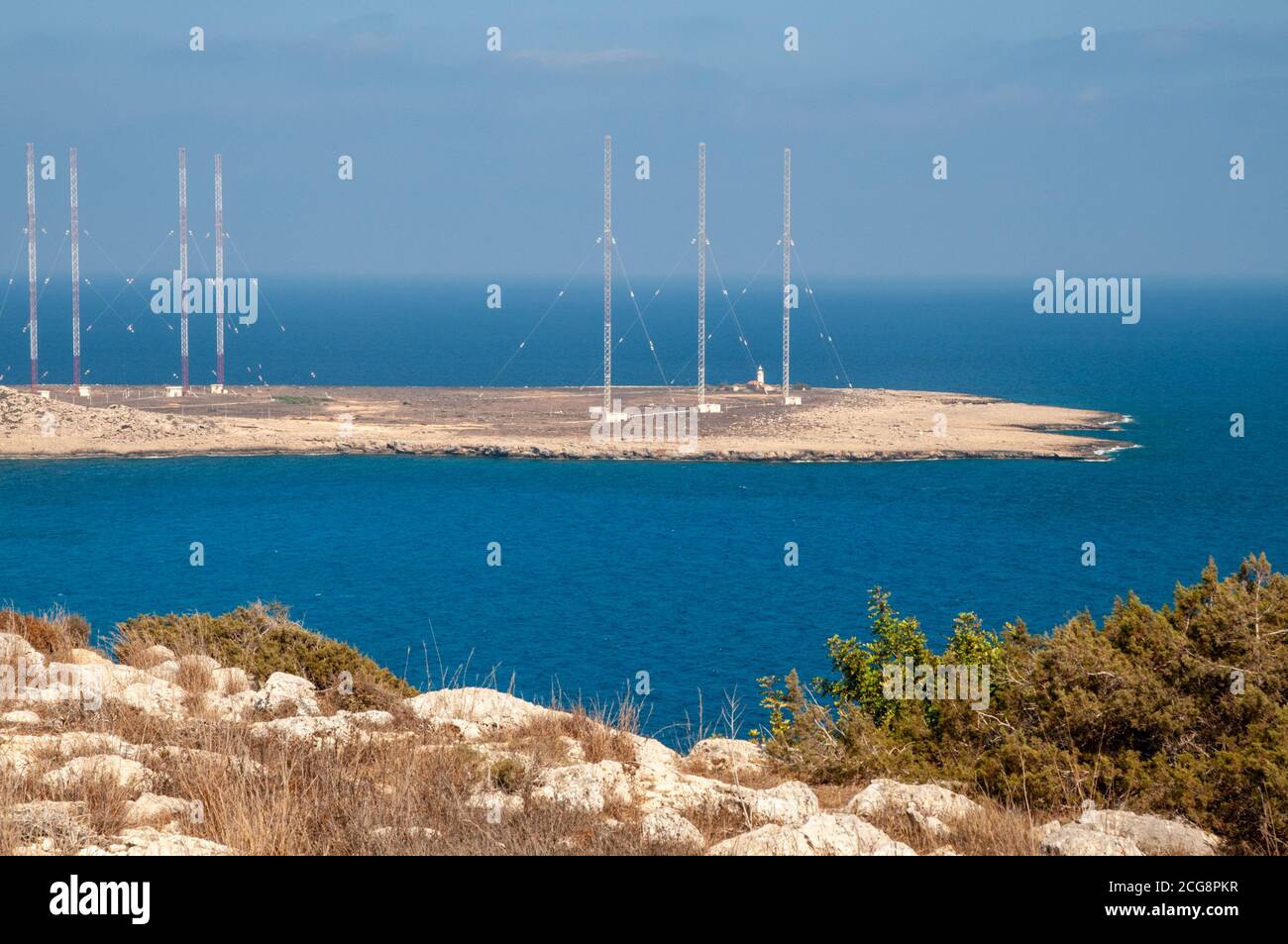 British military base with radar station and the lighthouse on Cape ...
