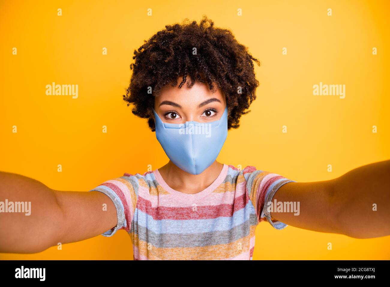 Self-portrait of her she nice focused attractive wavy-haired girl ...