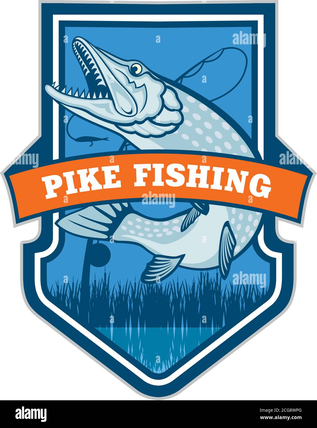 vector logo emblem with fish pike Stock Vector Image & Art - Alamy