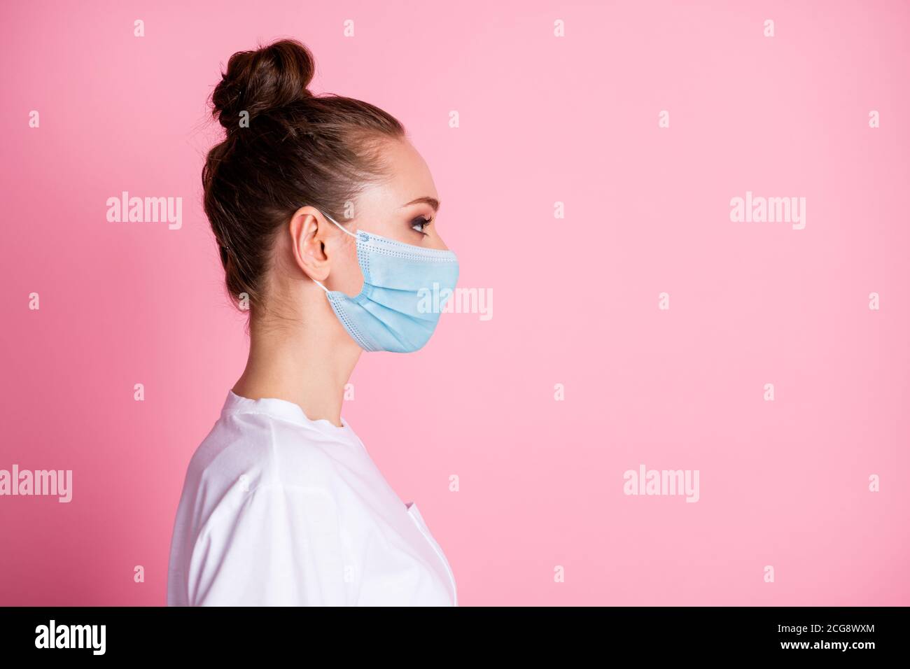 Close-up profile side view portrait of her she nice attractive healthy ...