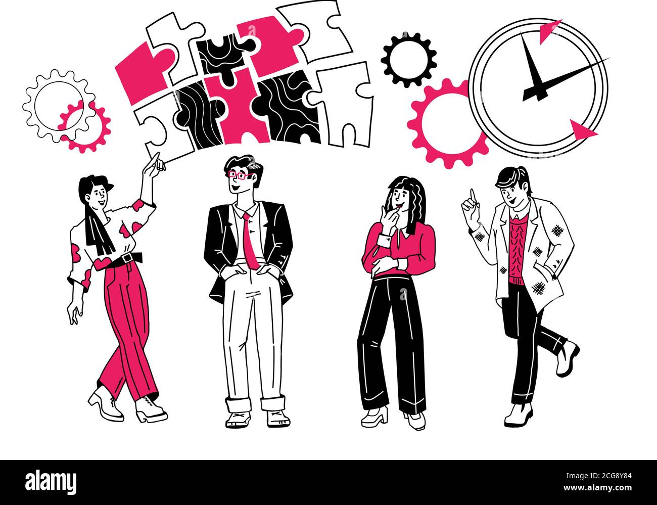 Doodle cartoon concept of effective time organization, deadline and ...
