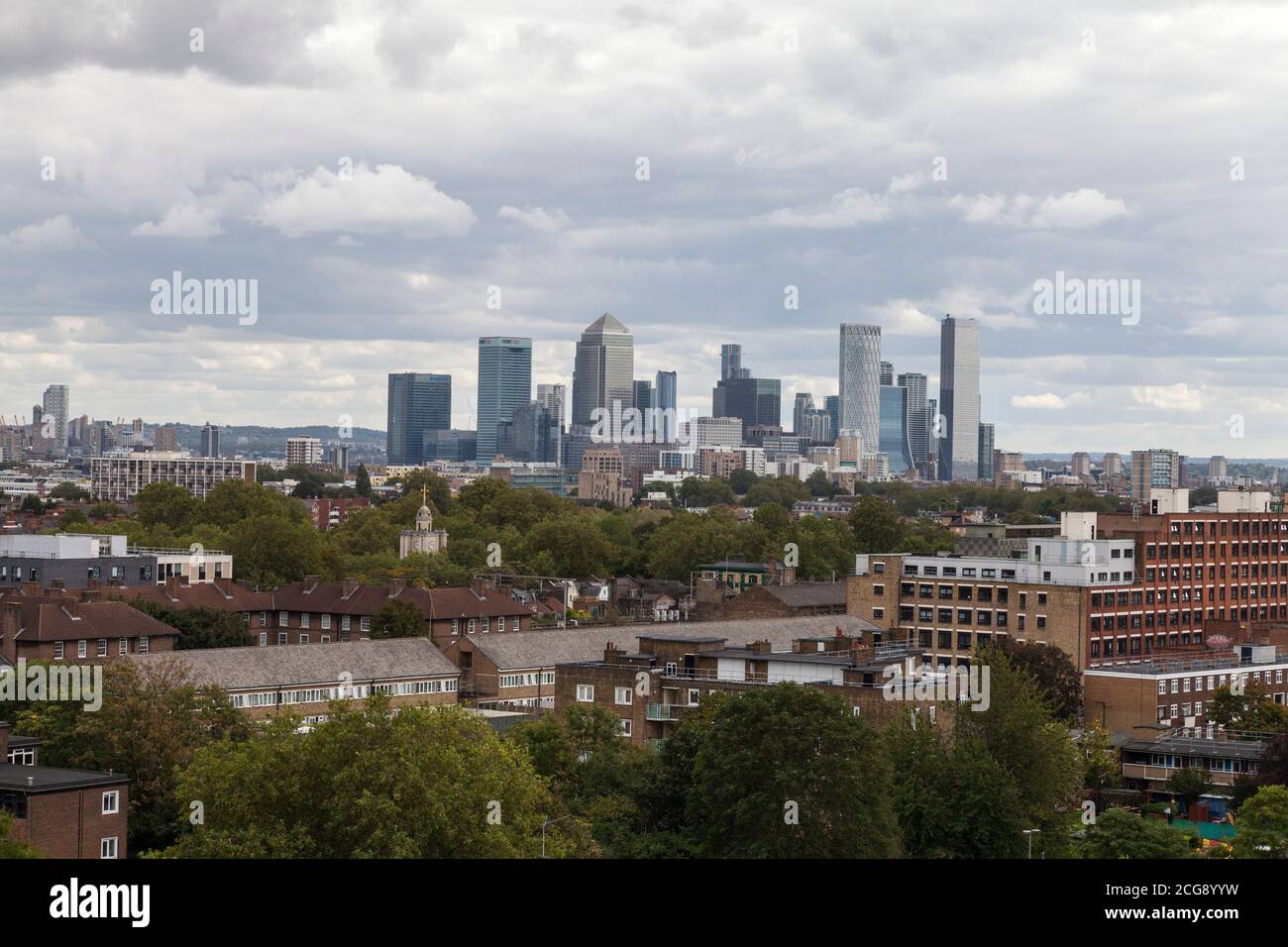 London skyline at Canary Wharf,Docklands,England,UK viewed from Tower ...
