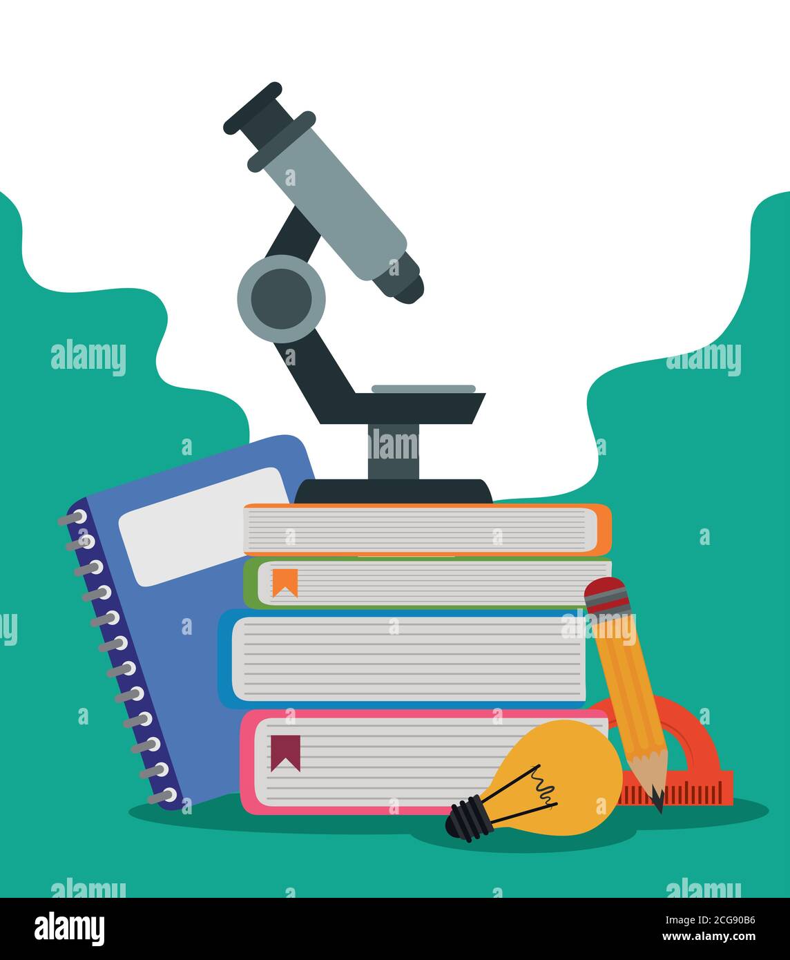 back to school, microscope pencil protractor and notebook elementary ...