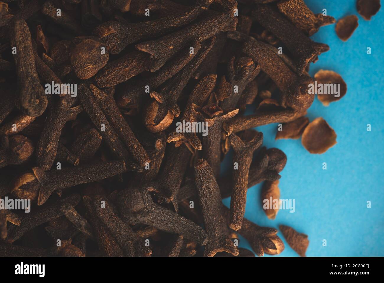Clove Macro potograph, on blue background Stock Photo - Alamy