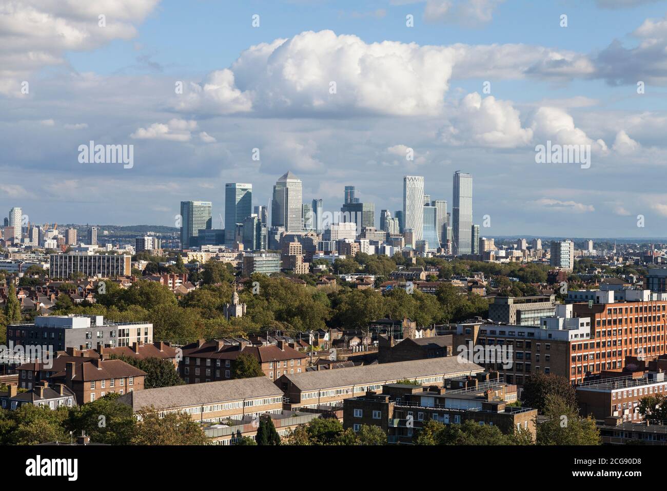 London skyline at Canary Wharf,Docklands,England,UK viewed from Tower ...