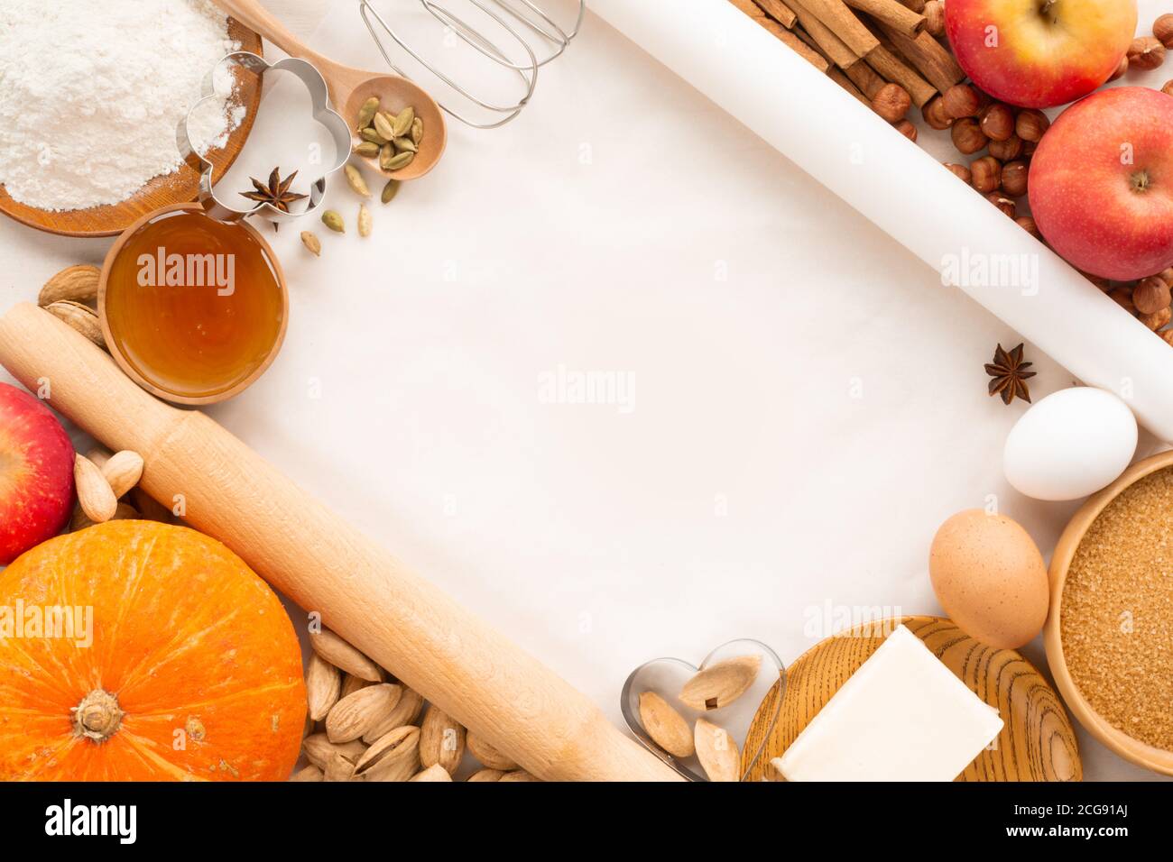 Autumn baking background border frame design with copy space for text ...