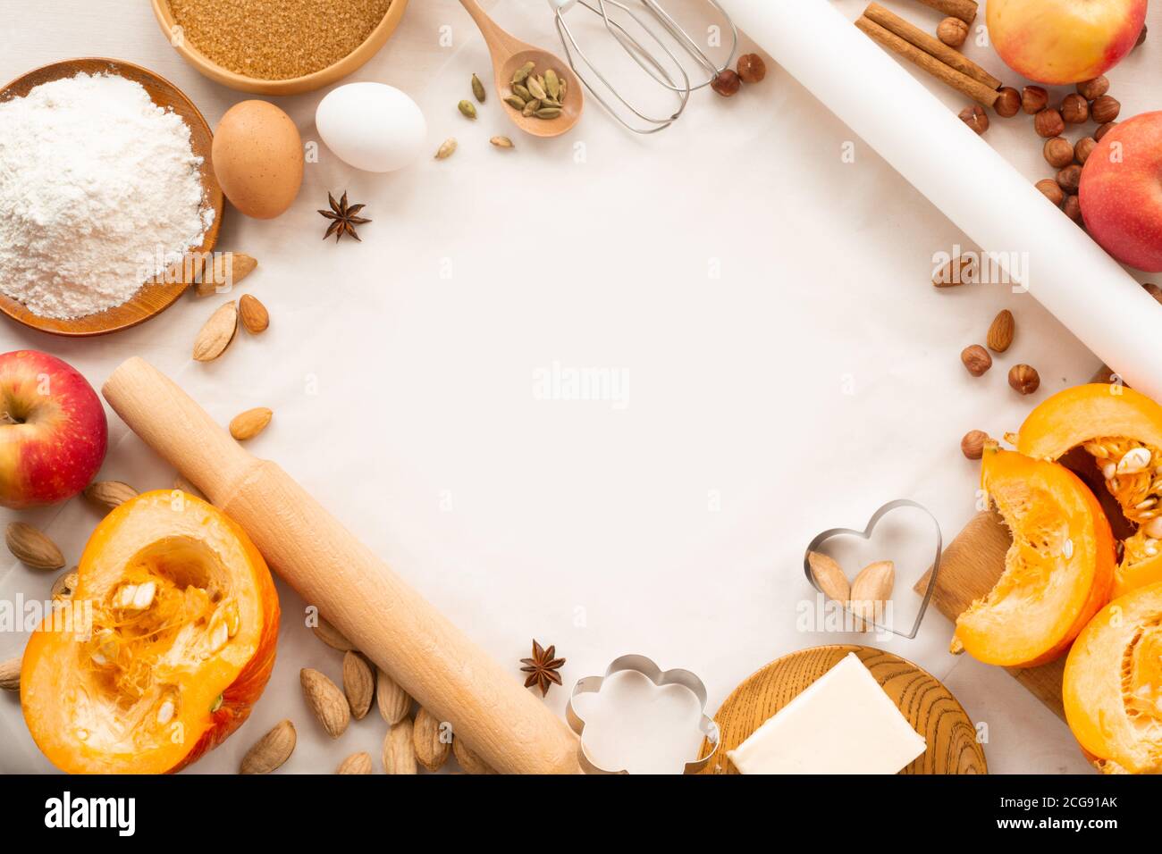 Autumn baking background border frame design with copy space for text ...
