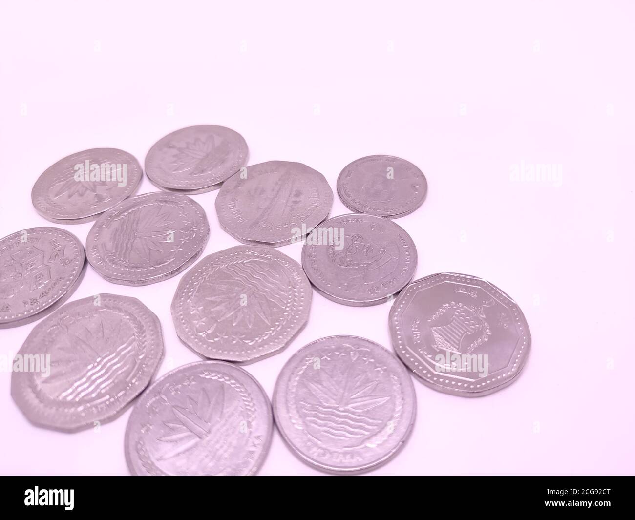 Coins of Bangladeshi currency over white background Stock Photo - Alamy