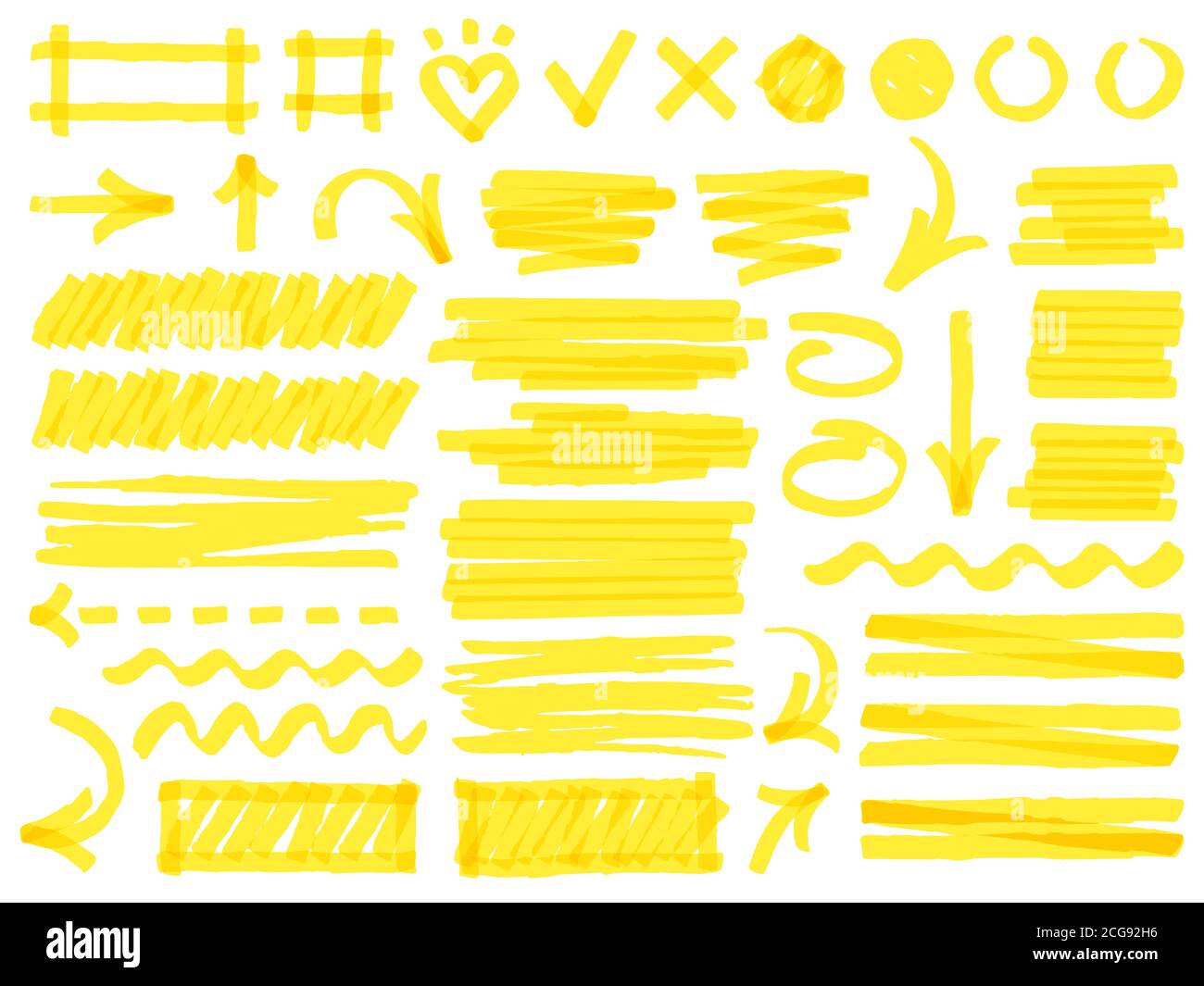 Hand drawn marker strokes. Yellow marker stroke lines, markers stripes ... Hand drawn marker strokes. Yellow marker stroke lines, markers stripes ...