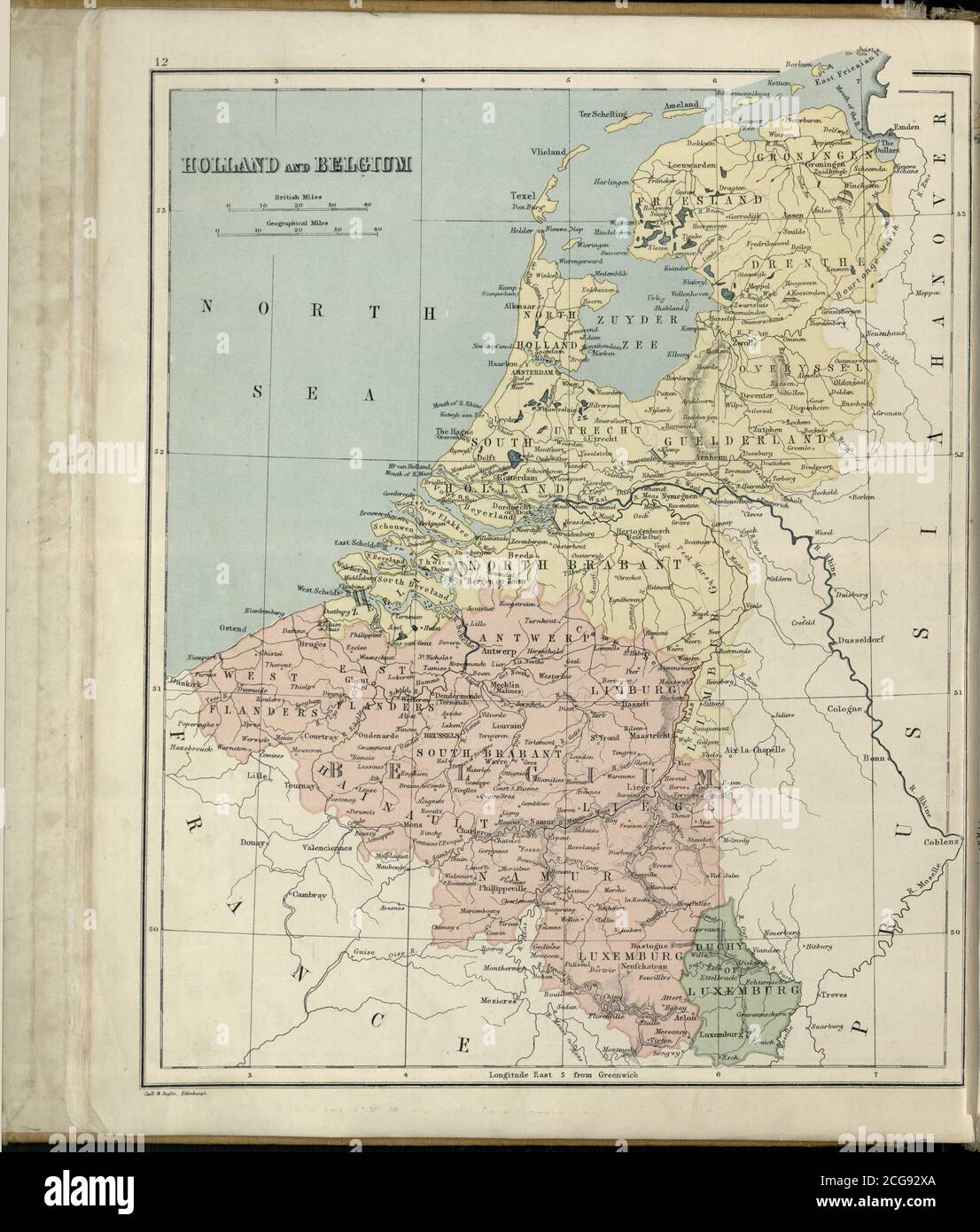 Sandycove Atlas Plate 12 Holland and Belgium Stock Photo - Alamy