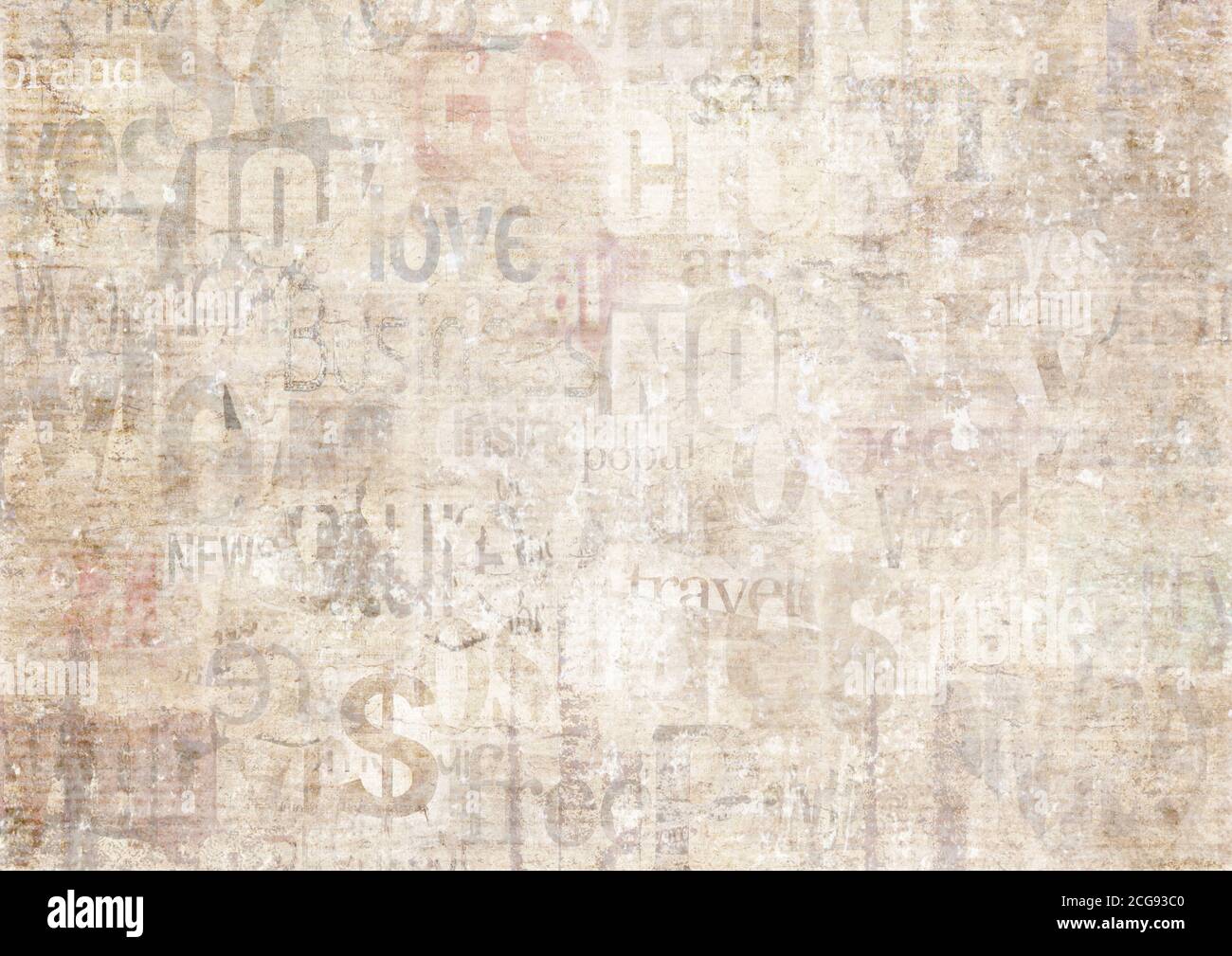Newspaper paper grunge with letters, words texture background. Old ...