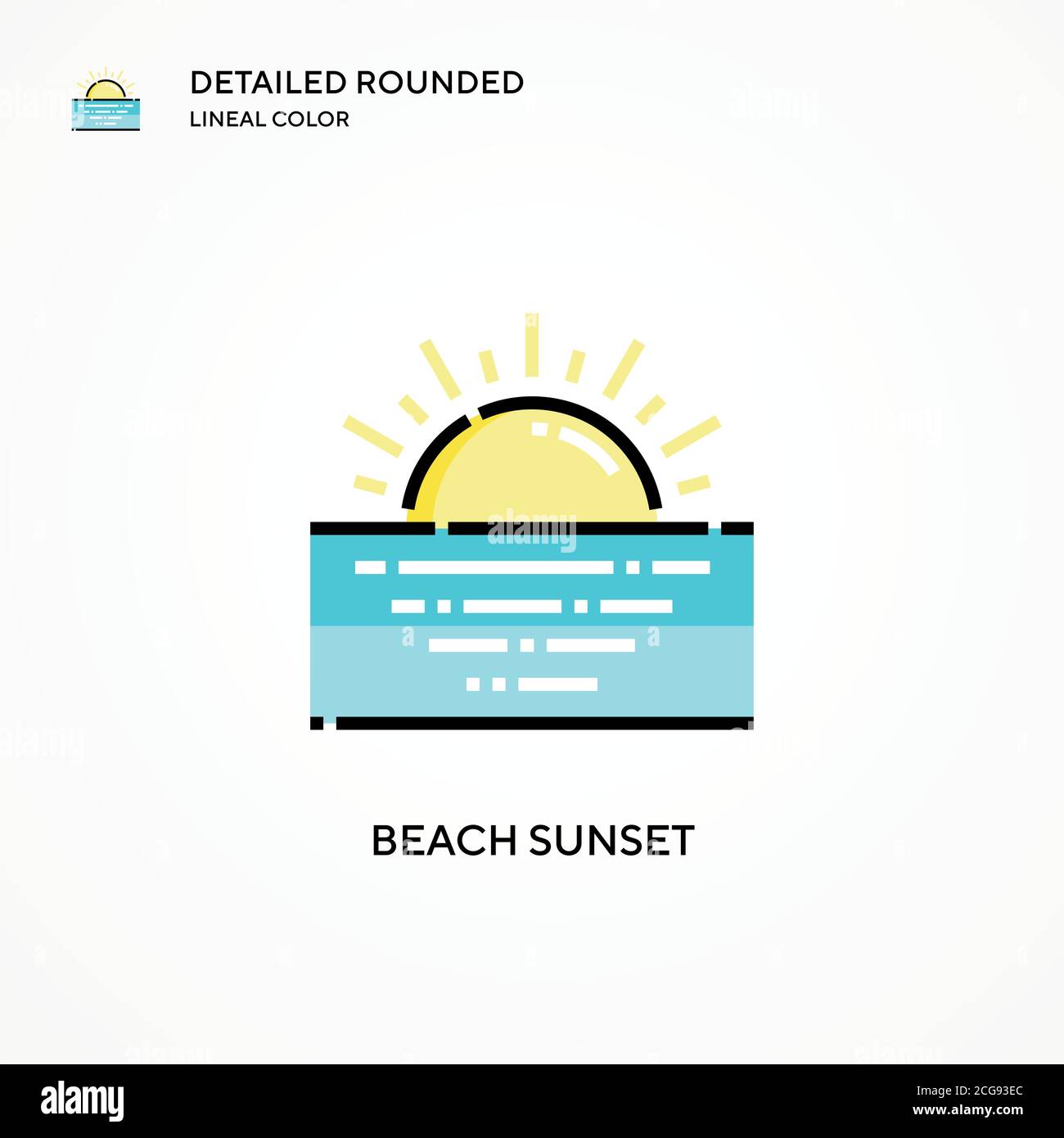 Beach sunset vector icon. Modern vector illustration concepts. Easy to ...