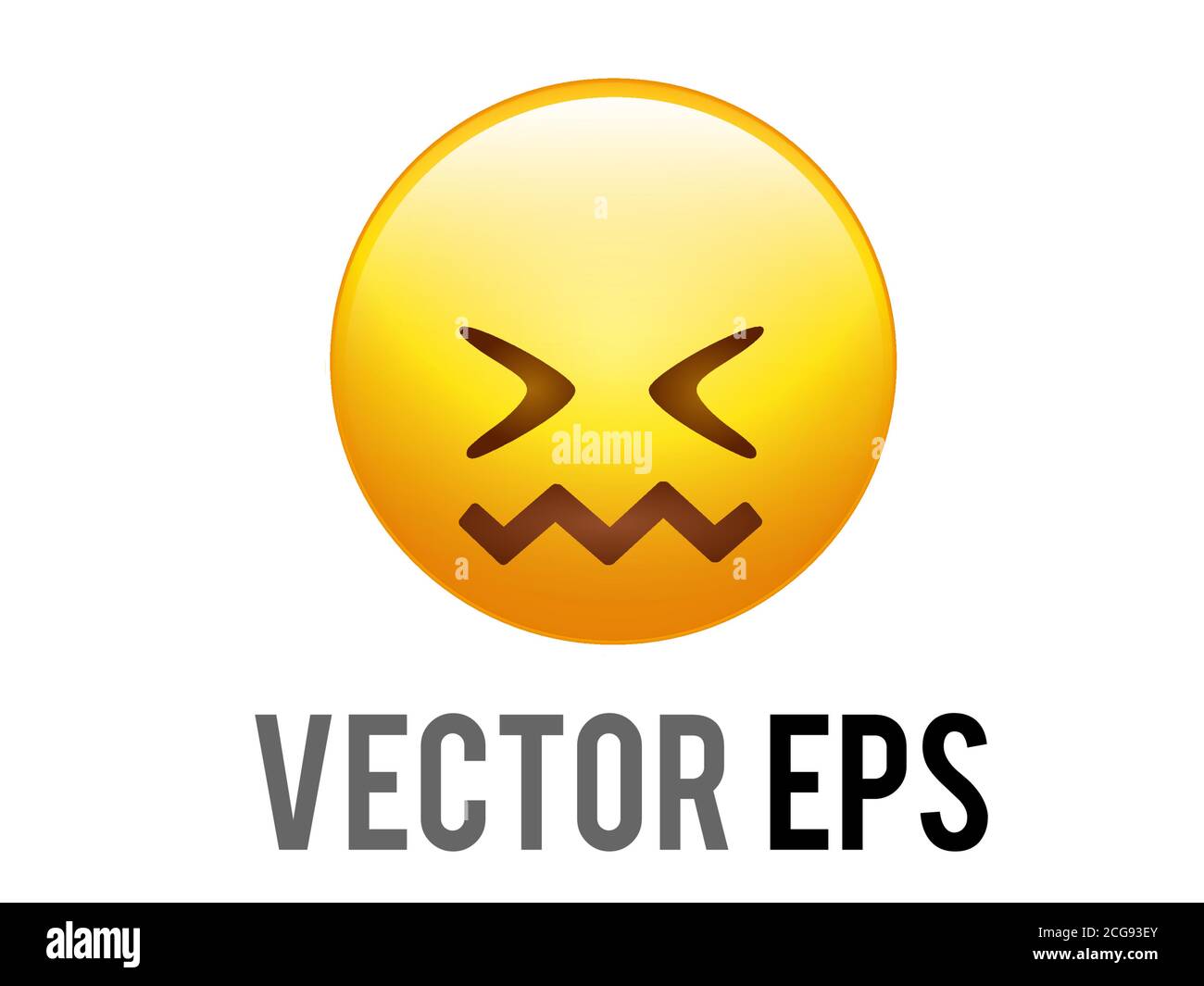 The vector isolated gradient yellow afraid and upset face icon Stock ...