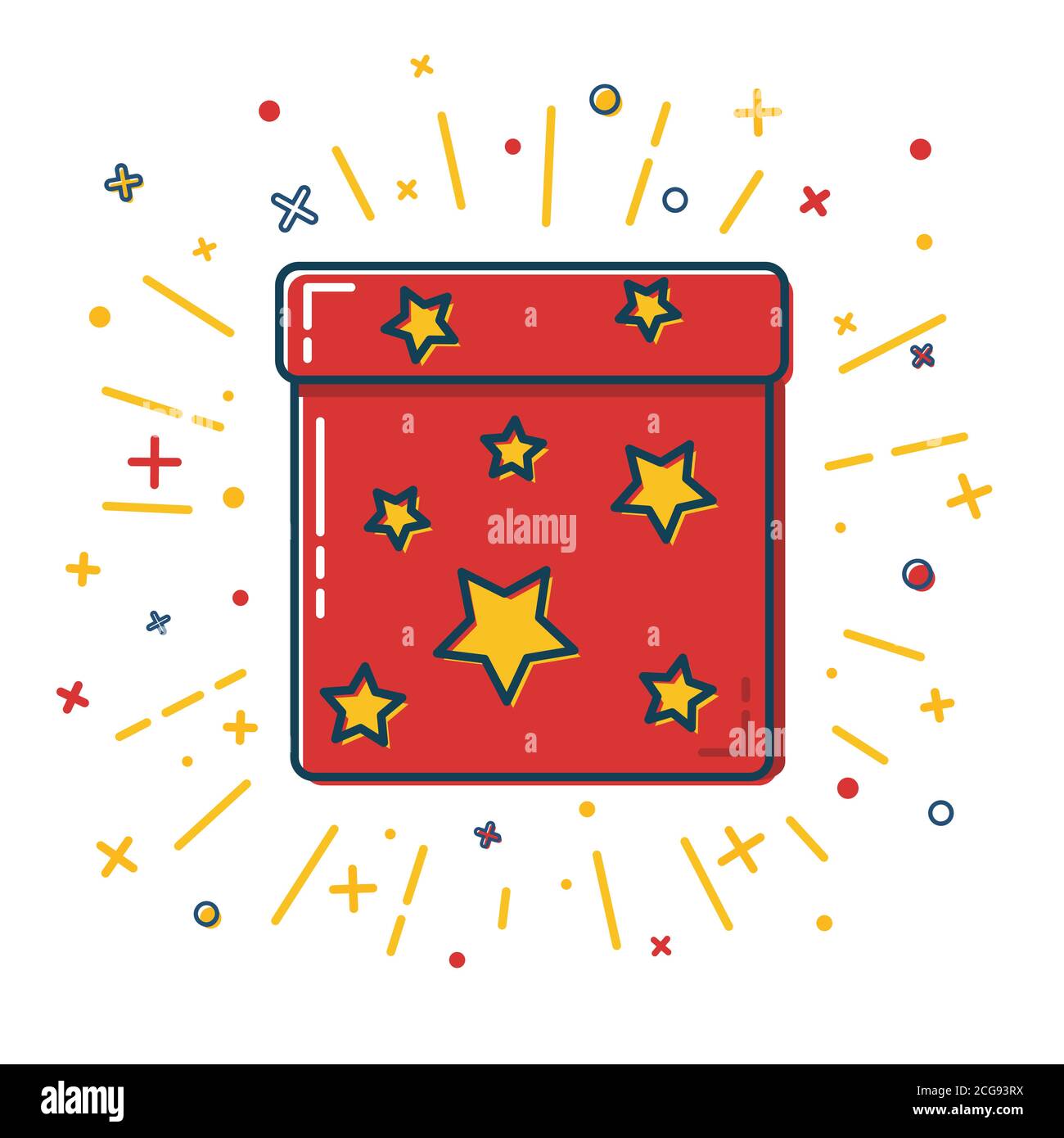 Shining gift box icon with stars in flat style Stock Vector Image & Art ...