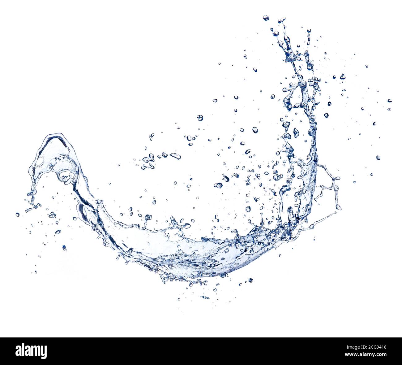 Water wave splash isolated on white background. Abstract closeup shape ...