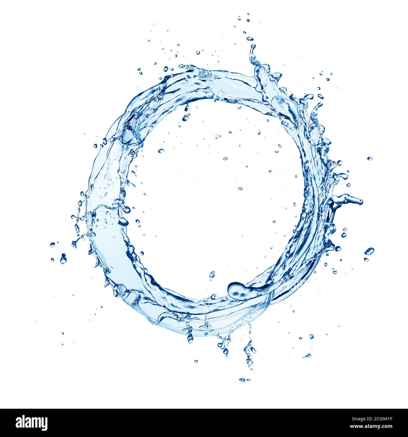 Water circle splash isolated on white background. Abstract closeup ...