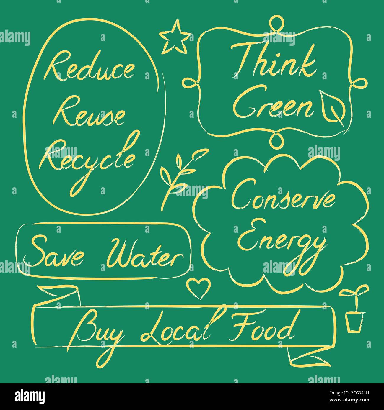 Set of hand drawn ecology lettering Stock Vector Image & Art - Alamy