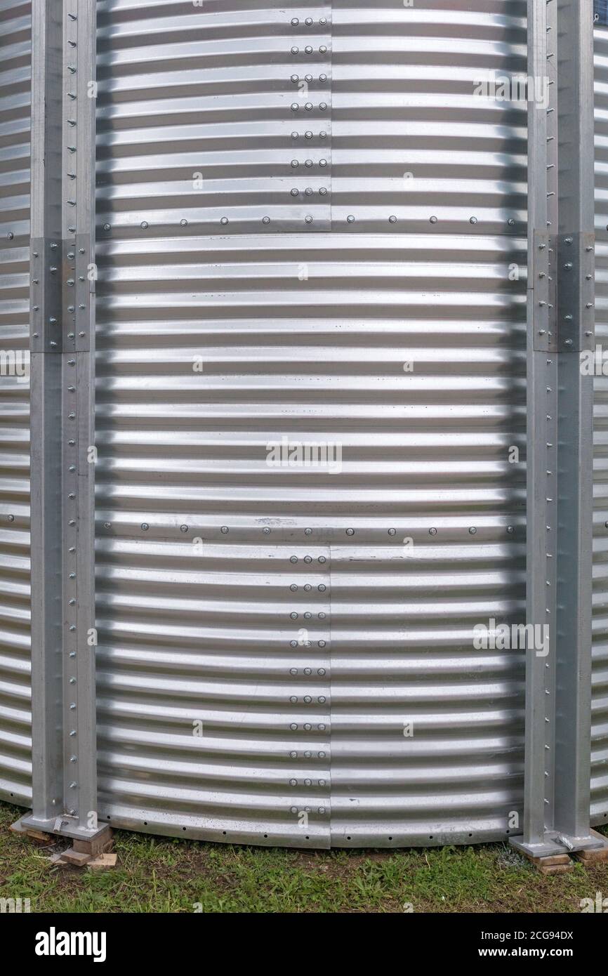 Stainless Steel Metal Silo Wall at Farm Stock Photo - Alamy