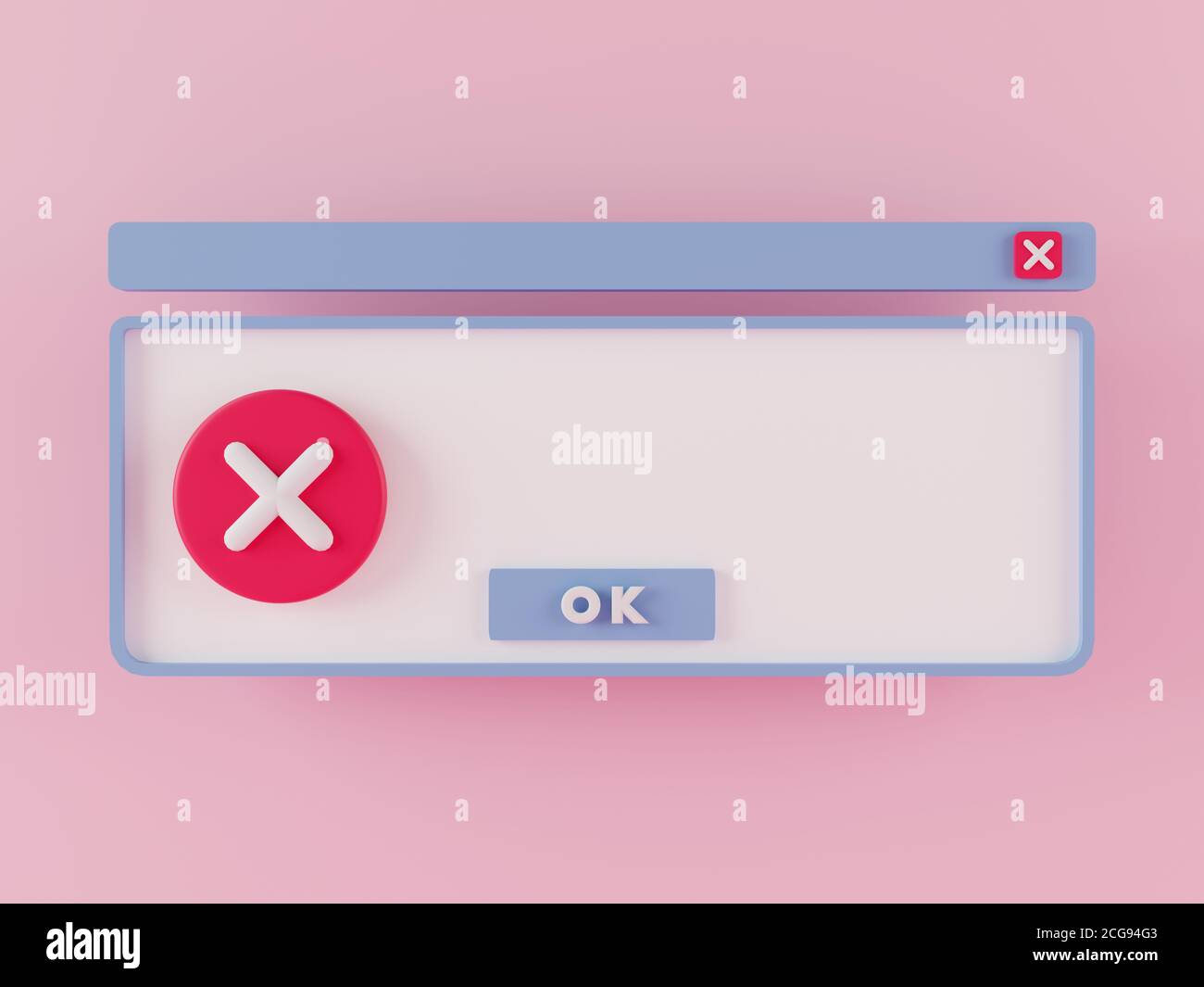 3d rendering error pop up window on pink background with copy space for ...