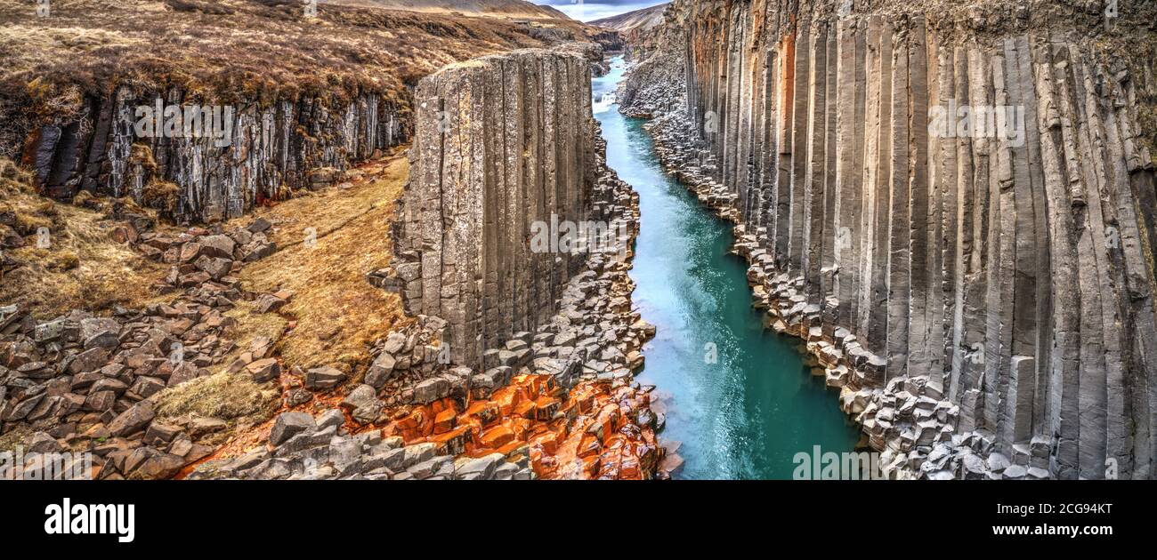 Studlagil basalt canyon, Iceland. One of the most wonderfull nature ...