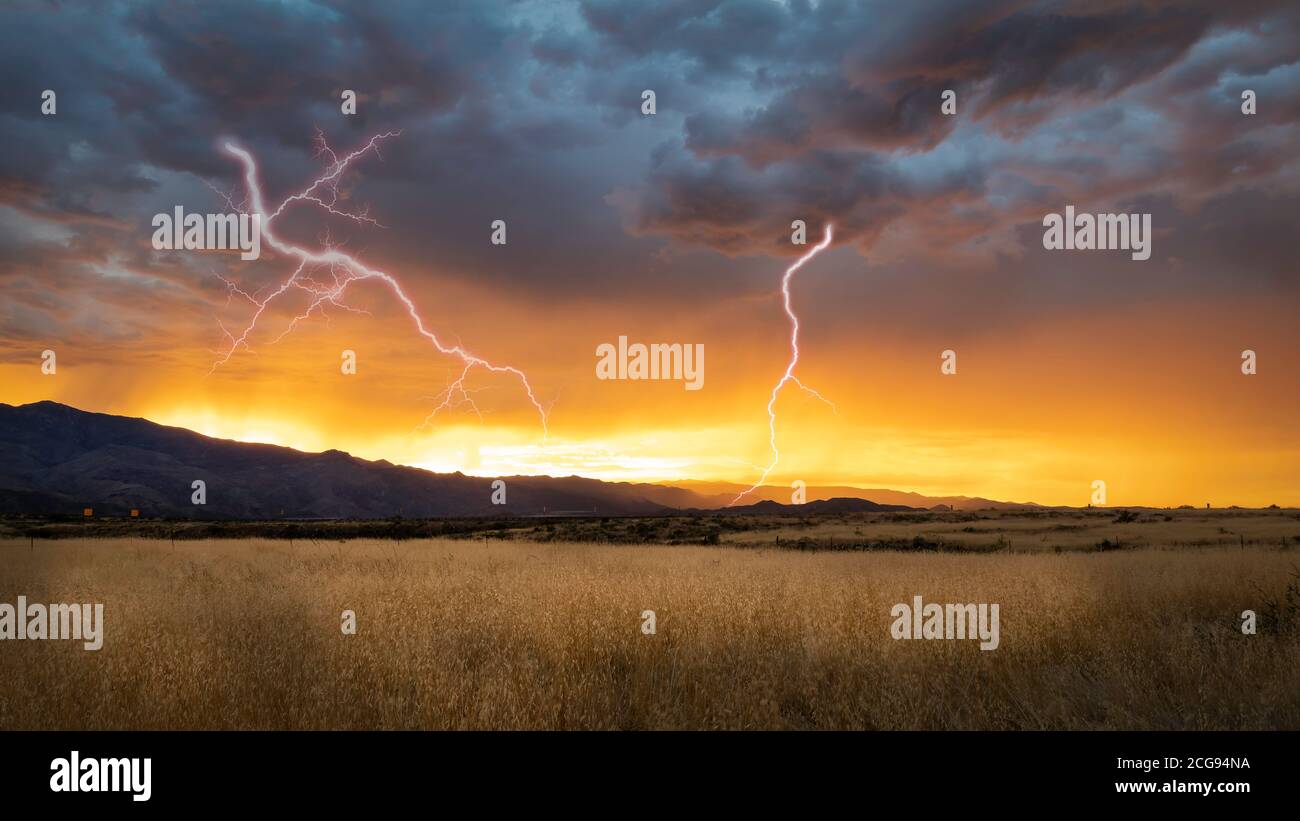 Arizona Desert Monsoon Sunset Lighting Stock Photo - Alamy