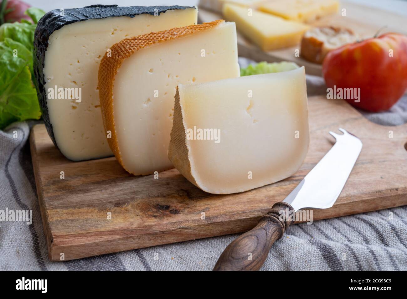 Cheese collection, French fol epi cheese with many little holes, etorki ...