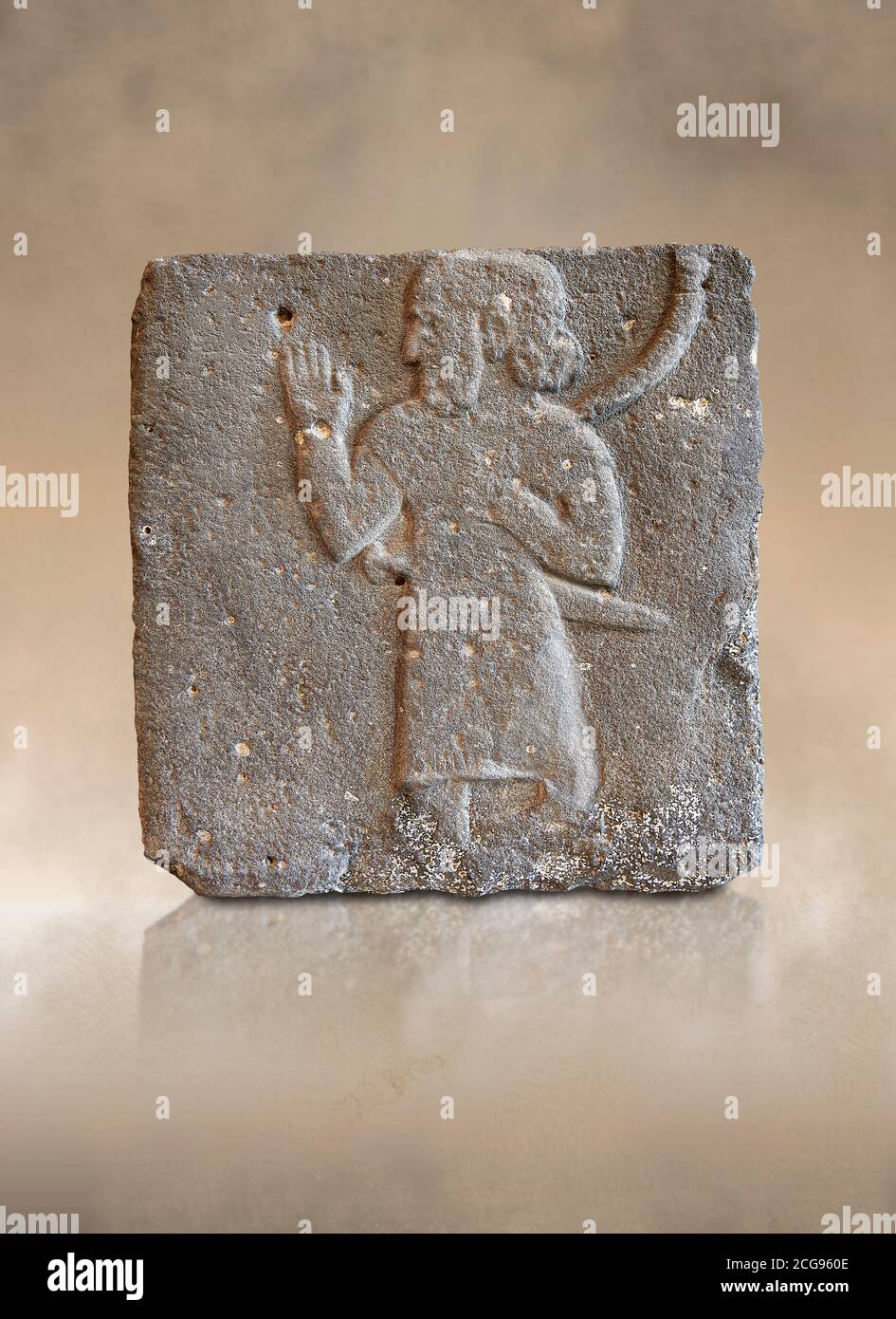 Hittite relief sculpted orthostat from a processing person from Tell ...