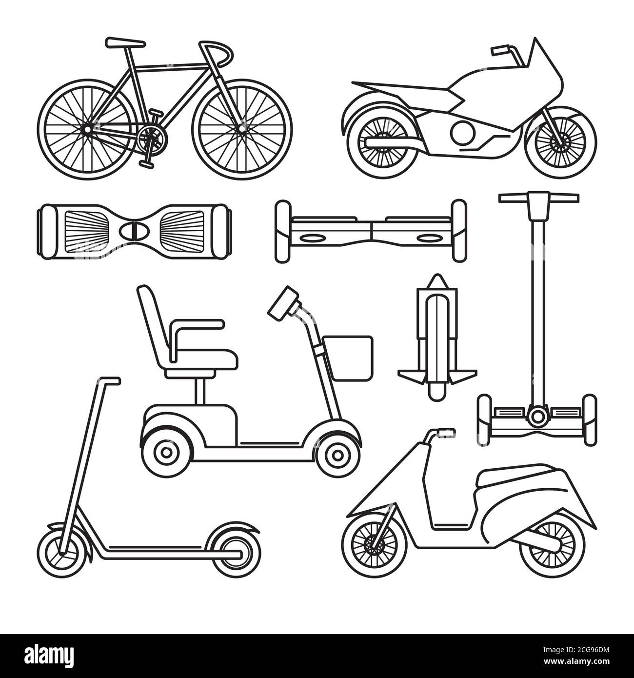 Collection of bike and scooter icons Stock Vector Image & Art - Alamy