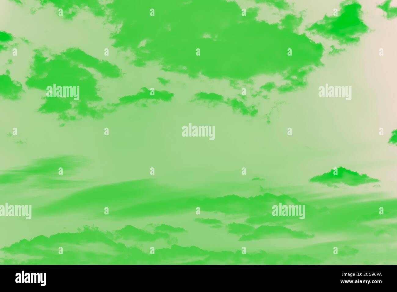 Light green sky with cirrocumulus clouds, toned Stock Photo - Alamy