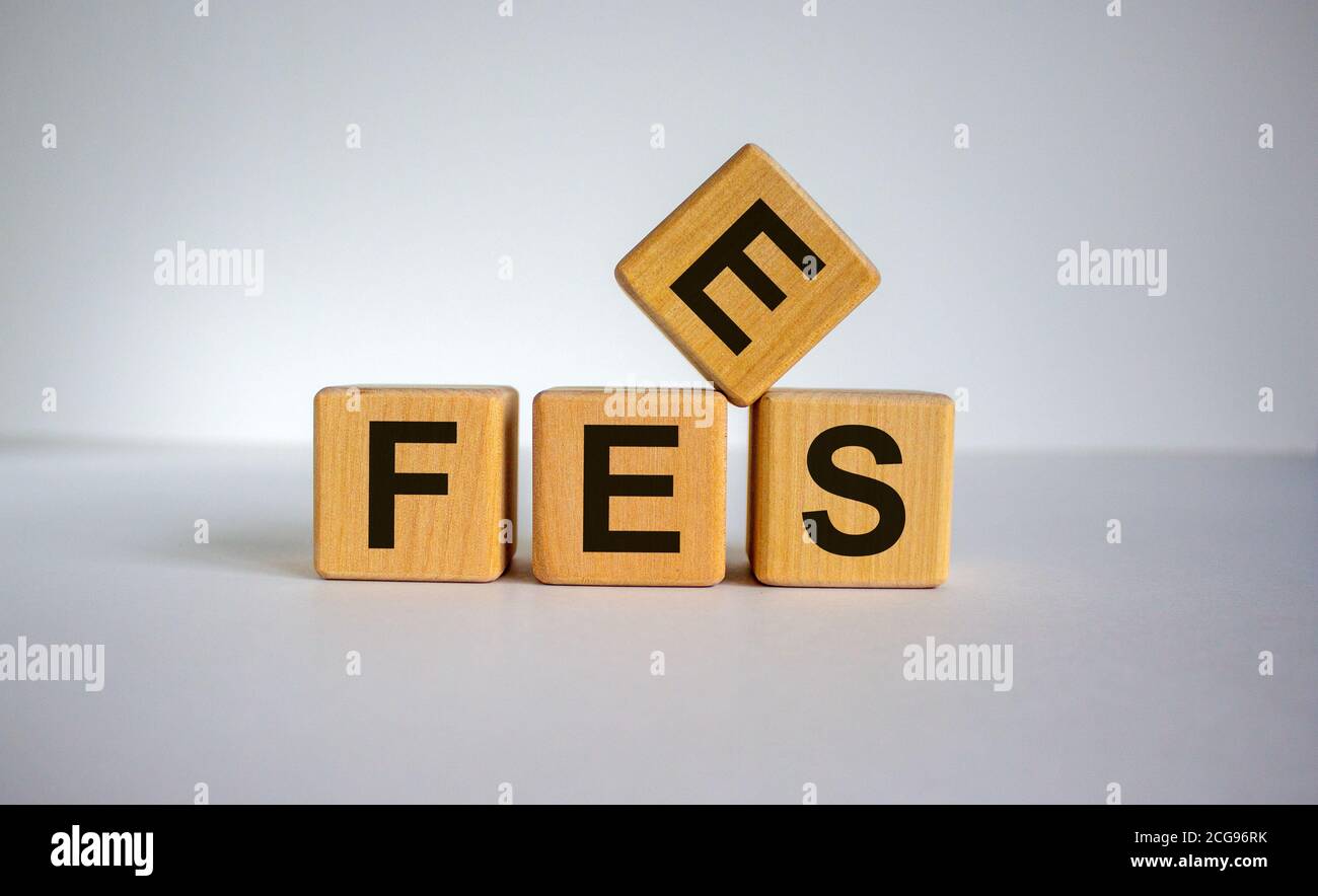 Word 'fees' on cubes on a beautiful white background. Business concept ...