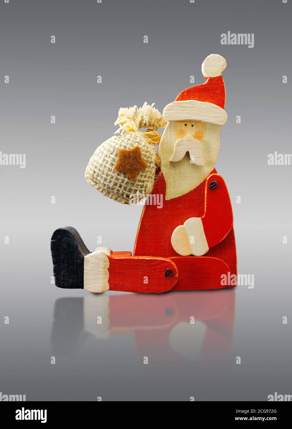 Wooden Christmas decoration of Father Christmas (Santa Claus), cut out ...