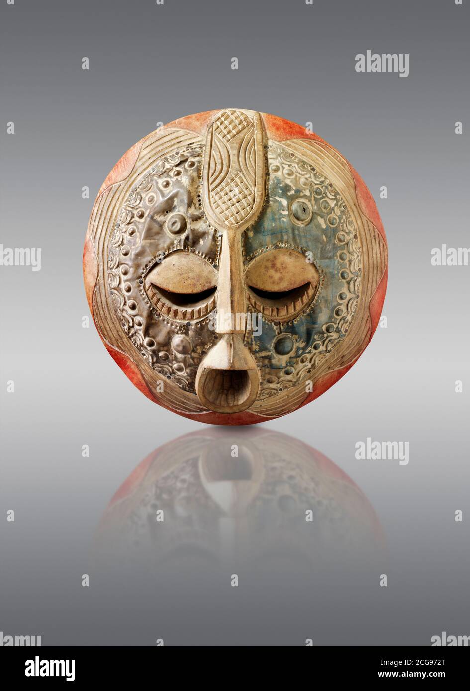 African tribal ceremonial face mask, wooden traditional tribe mask ...